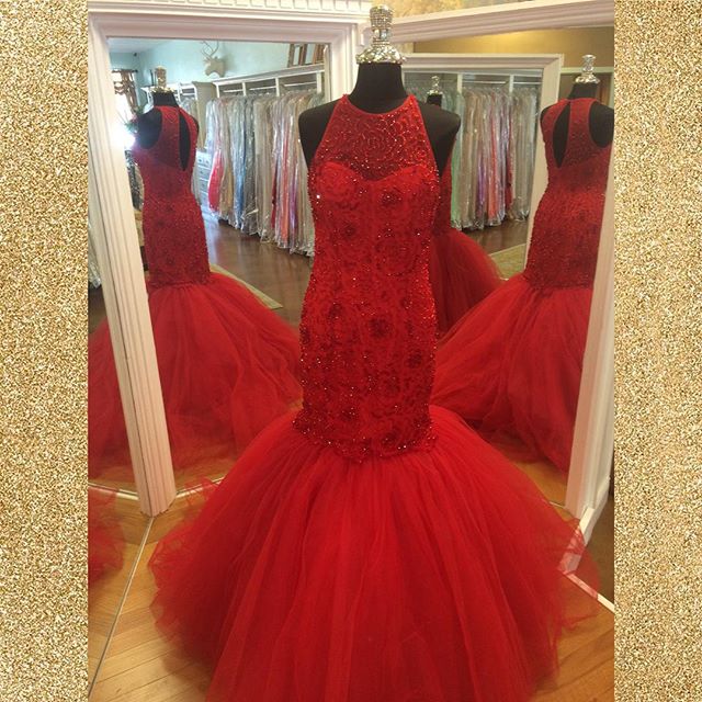 Red Prom Dresses,Prom Dress,Red Prom Gown,Tulle Prom Gowns,Elegant ...