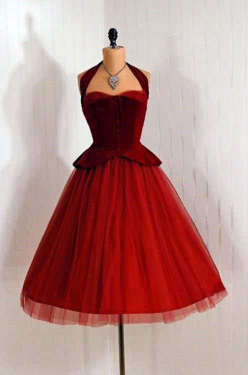 1950S Vintage Prom Dress, Red Prom Gowns, Short Homecoming Dress on Luulla