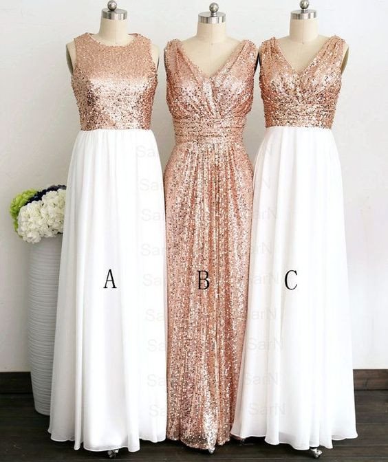 Custom Made Shimmery Sequin Long Evening Dress, Bridesmaid Dress, Prom ...